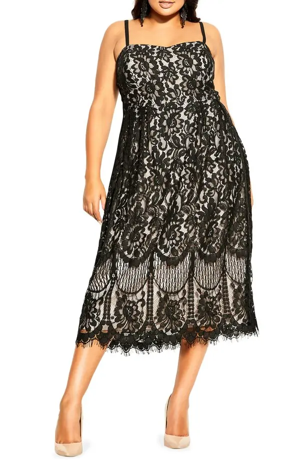 City Chic Sweety Darling Lace A-Line Dress In Black - 60% Off | Editorialist