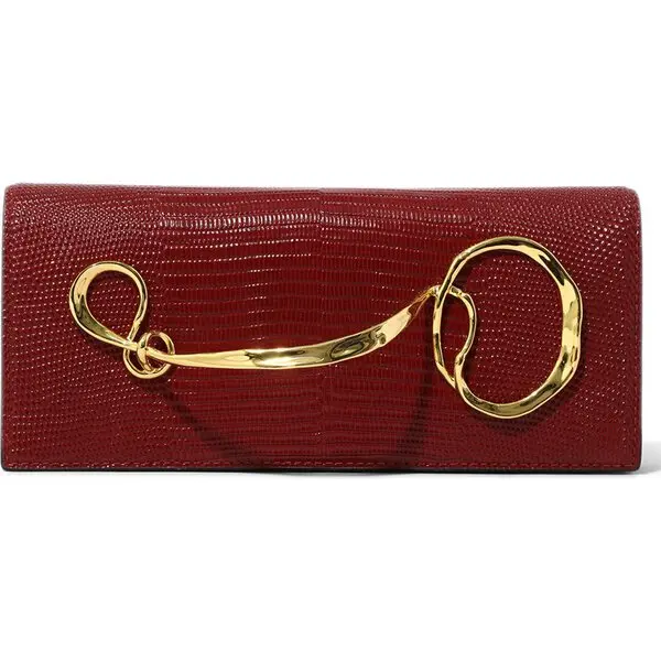 Alexis Bittar Twisted Side Handle Leather Clutch - Merlot Leather