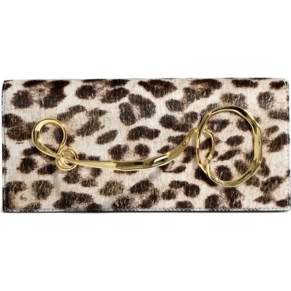 Alexis Bittar Twisted Side Handle Leather Clutch - Metallic Leopard