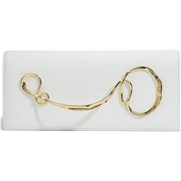 Alexis Bittar Twisted Side Handle Leather Clutch - White