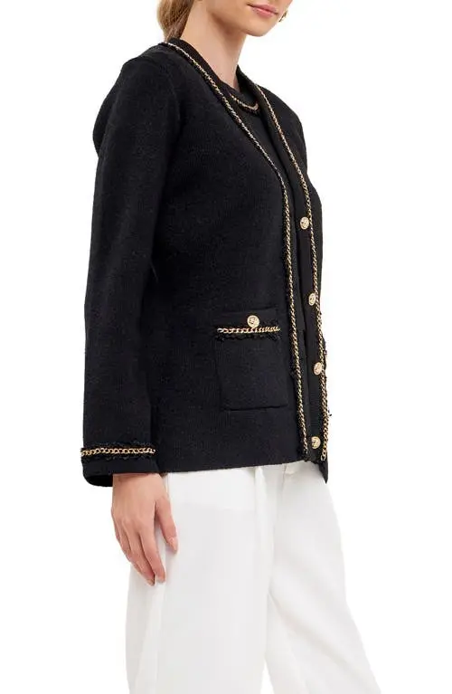 Endless Rose Chainlink Trim Cardigan - Black