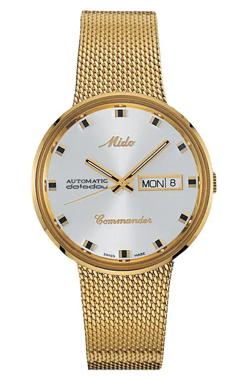 MIDO Commander Automatic Mesh Strap Watch - Gold/white/gold