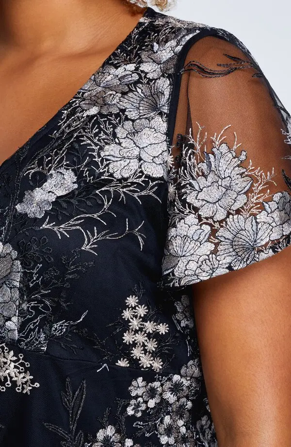 lilou embroidered dress White Floral Sheer Shift Dress main image 1
