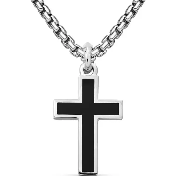 David Yurman Cross Pendant - Silver/ Black Onyx