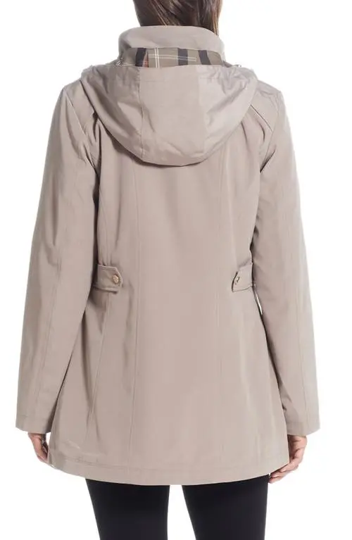 Gallery Water-resistant Zip Front Rain Jacket - Taupe