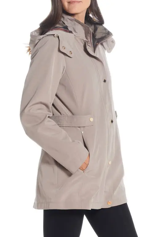 Gallery Water-resistant Zip Front Rain Jacket - Taupe