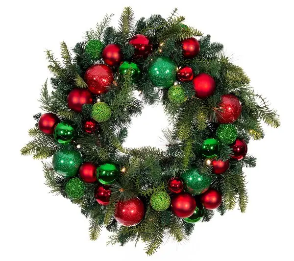 VILLAGE LIGHTING CO. Village Lighting 30' Pre-lit Led Wreath Chris Tmas Cheer - One-color