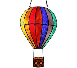 RIVER OF GOODS 11'h Hot Air Balloon Stained Gla Ss Panel - One-color