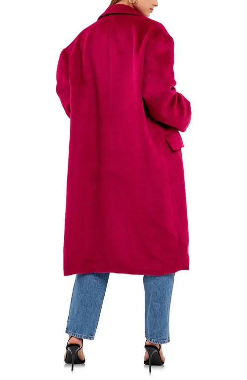 Endless Rose Oversized Brushed Coat - Cherry