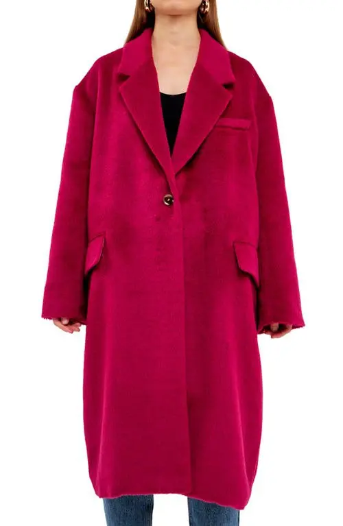 Endless Rose Oversized Brushed Coat - Cherry