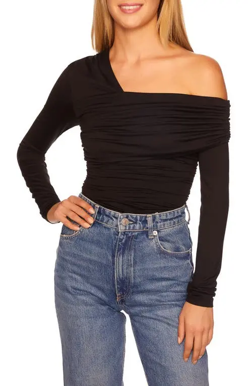 Susana Monaco Asymmetric Ruched Top - Black