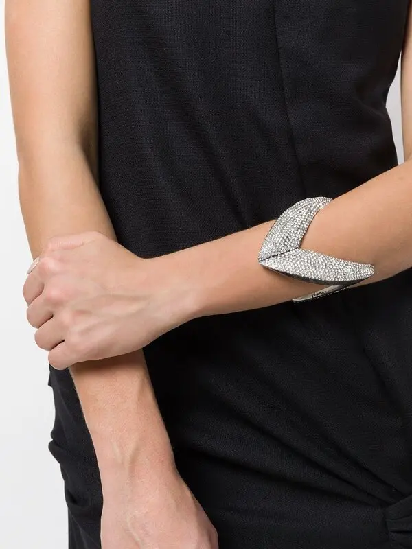 Saint Laurent - CRYSTAL-EMBELLISHED CHEVRON CUFF BRACELET