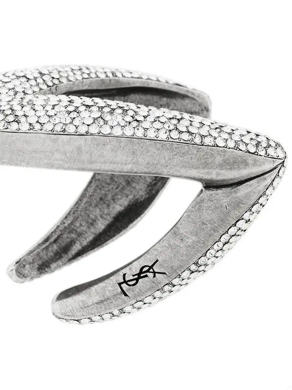 Saint Laurent - CRYSTAL-EMBELLISHED CHEVRON CUFF BRACELET