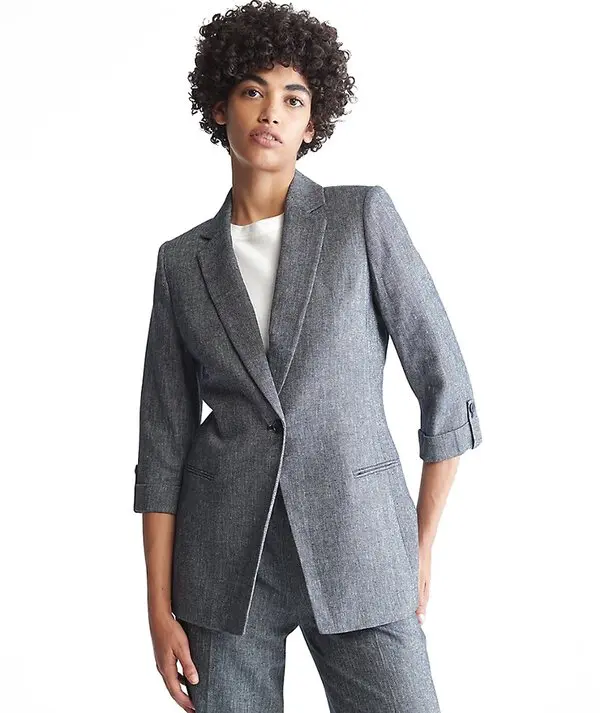 Calvin Klein Herringbone Single Button Suit Jacket