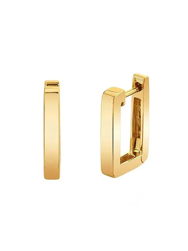Shay Deco Link Yellow Gold Huggie Earrings