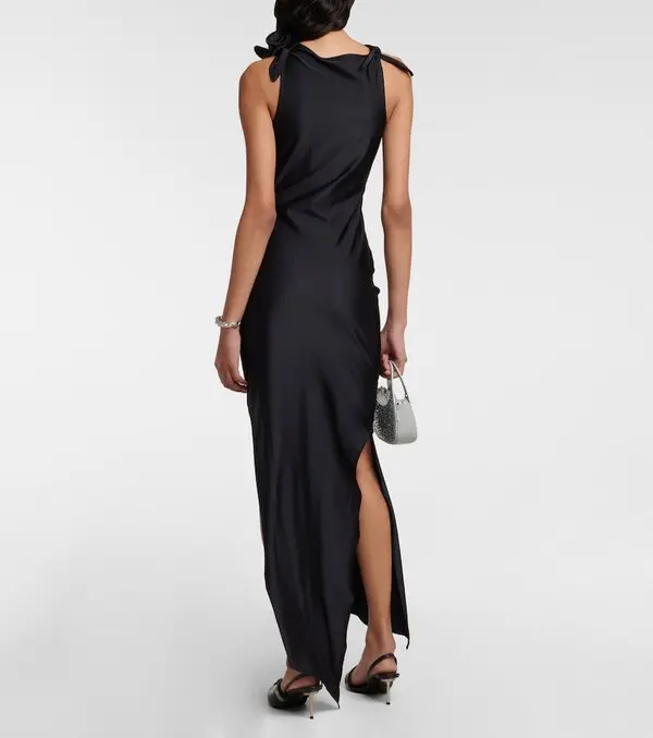 Coperni Asymmetrical Flower-detail Midi Dress - Black