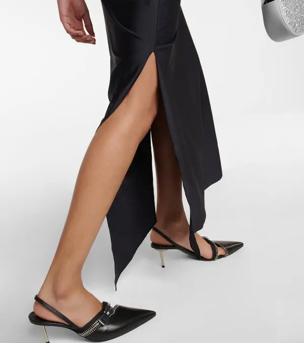 Coperni Asymmetrical Flower-detail Midi Dress - Black
