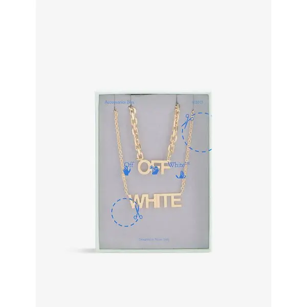 Off-White Logo Double-chain Brass Necklace