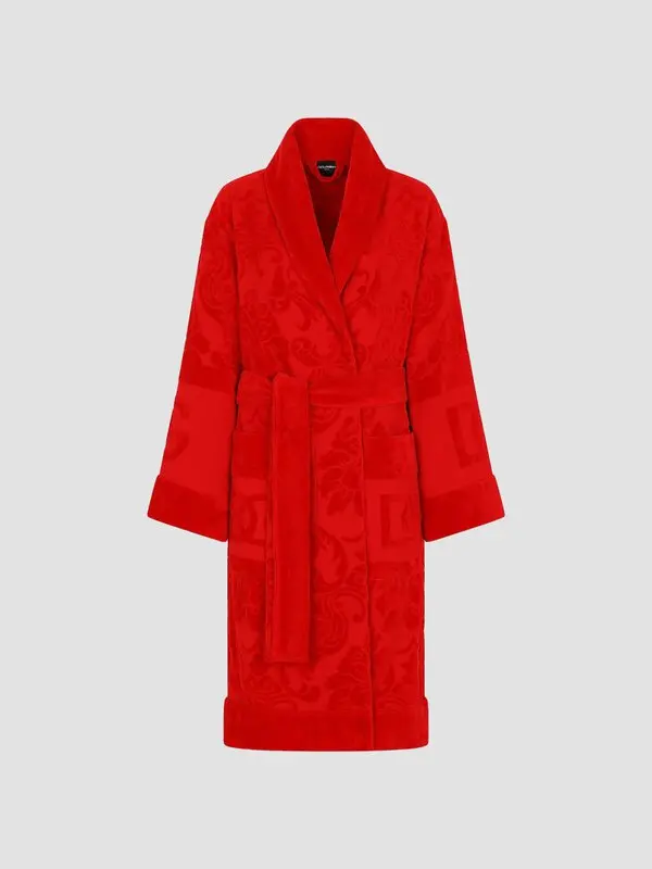 Dolce & Gabbana Jacquard Logo Bath Robe - Red