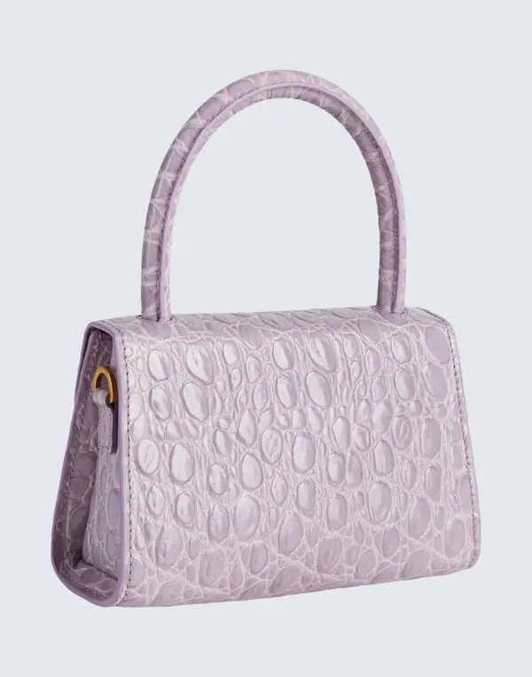 By Far Handbag In Crocodile Embossed Leather - Grey