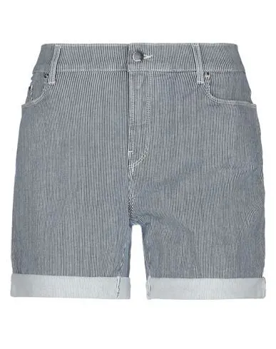 Karl Lagerfeld Striped Denim Shorts With Leather Trims