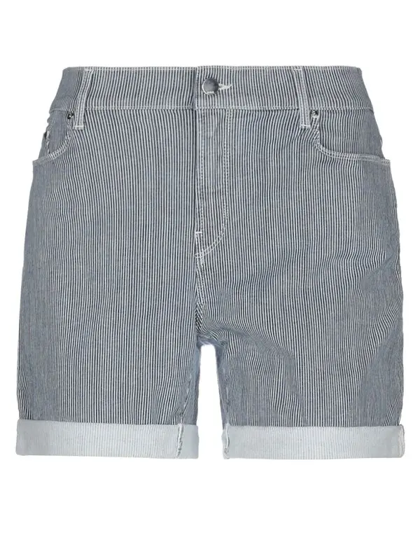 Karl Lagerfeld Striped Denim Shorts With Leather Trims