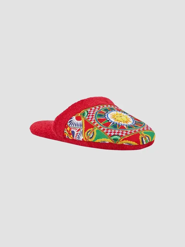 Dolce & Gabbana Carretto Siciliano Terry Slippers - Red