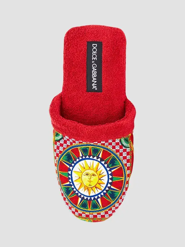 Dolce & Gabbana Carretto Siciliano Terry Slippers - Red