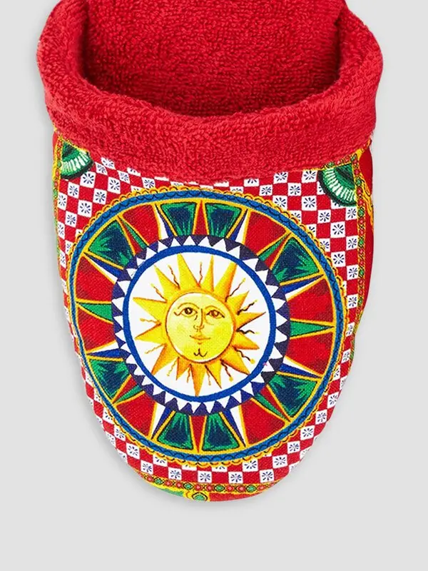 Dolce & Gabbana Carretto Siciliano Terry Slippers - Red