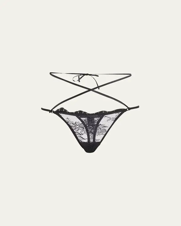Kiki De Montparnasse Jolie Strappy Lace Thong - Black
