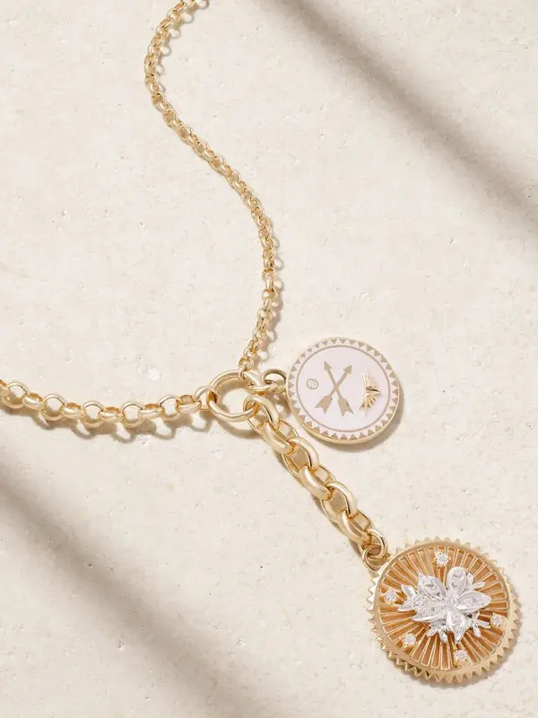 FOUNDRAE Resilience And Passion 18-karat Enamel And Diamond Necklace - Gold