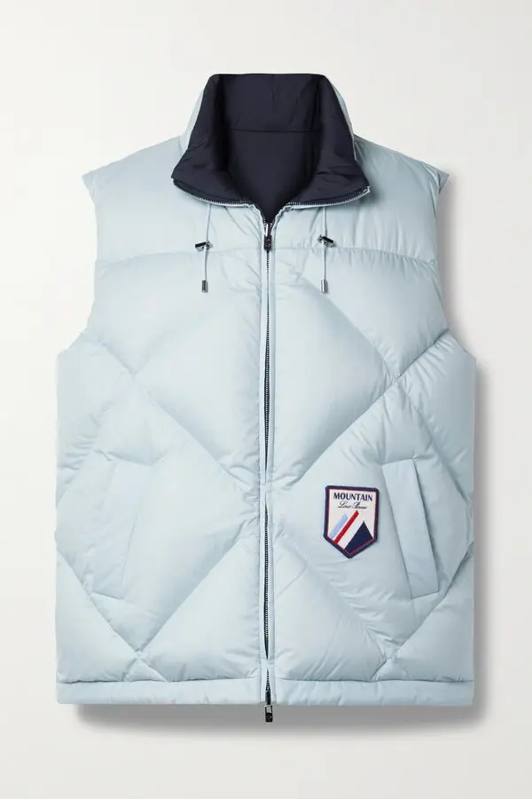 Loro Piana Silas Reversible Hooded Quilted Shell Down Gilet - Blue