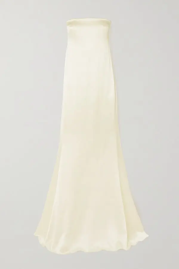 Saint Laurent Strapless Silk-satin Gown