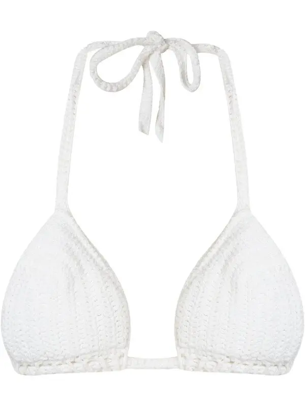 AMIR SLAMA Knit Triangle Bikini Top - White