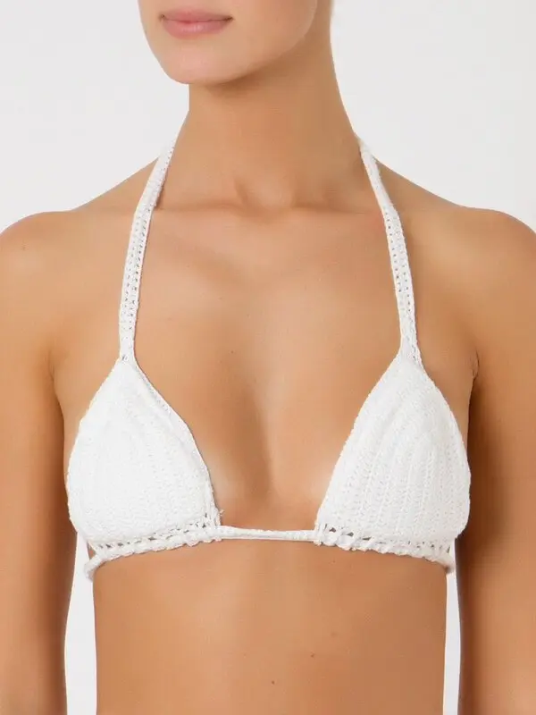 AMIR SLAMA Knit Triangle Bikini Top - White