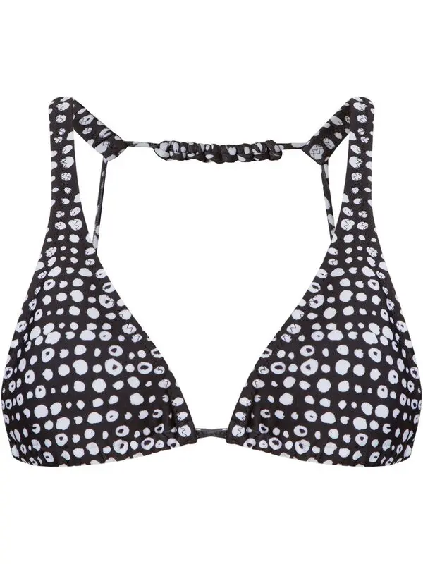 AMIR SLAMA Graphic-print Triangle Bikini Top - Black