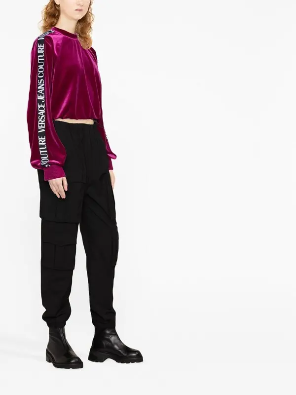 Versace Logo-trim Velour Sweatshirt