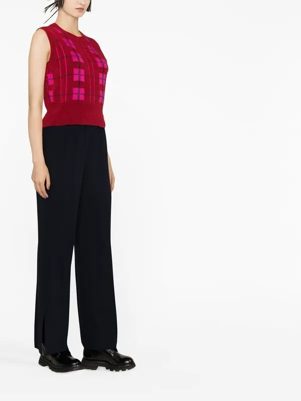 Alberto Biani Checked Knitted Sleeveless Top