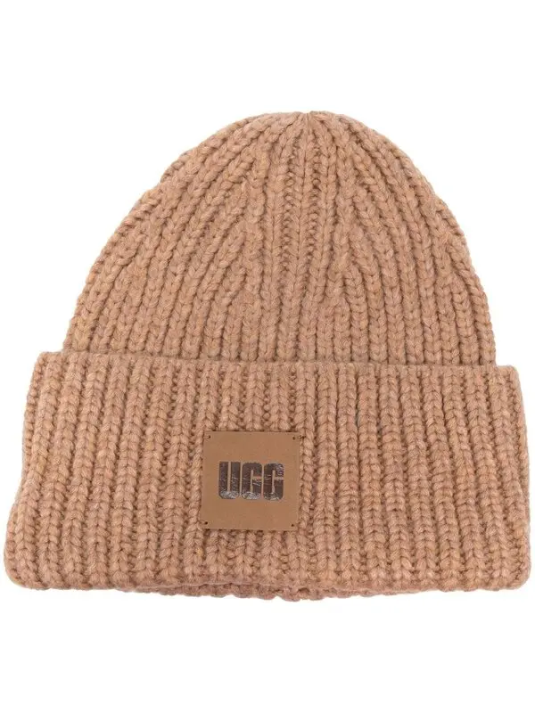 UGG Logo-patch Knitted Beanie - Brown