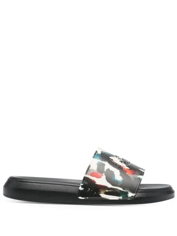 Alexander McQueen Graphic Logo Slides - Black