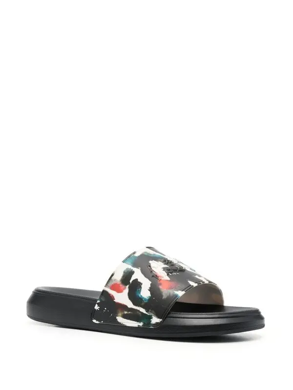 Alexander McQueen Graphic Logo Slides - Black