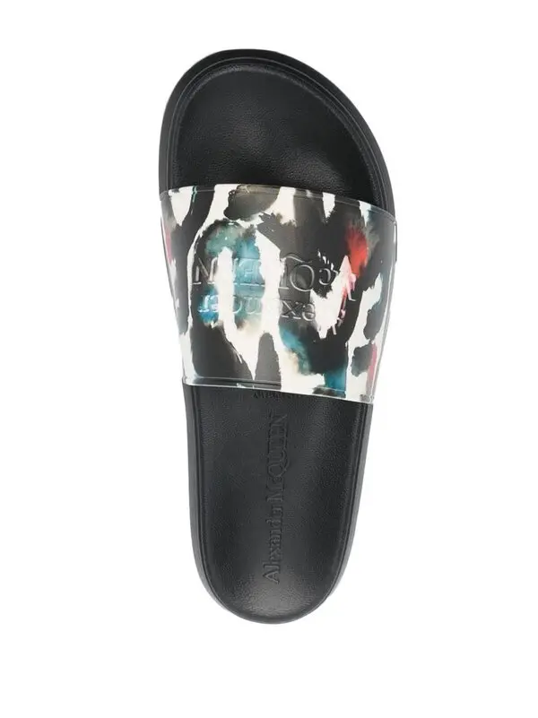 Alexander McQueen Graphic Logo Slides - Black