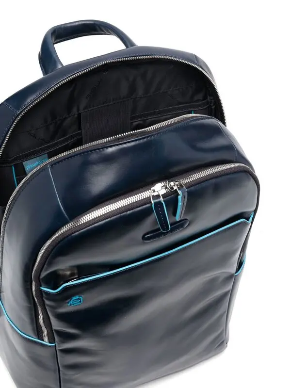 PIQUADRO Leather Backpack - Blue