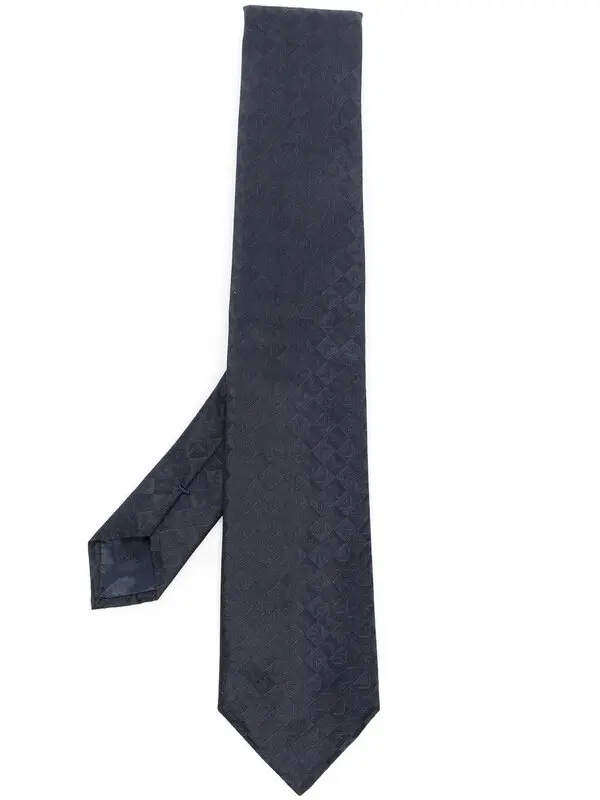 Emporio Armani Logo-jacquard Silk Neck Tie - Blue