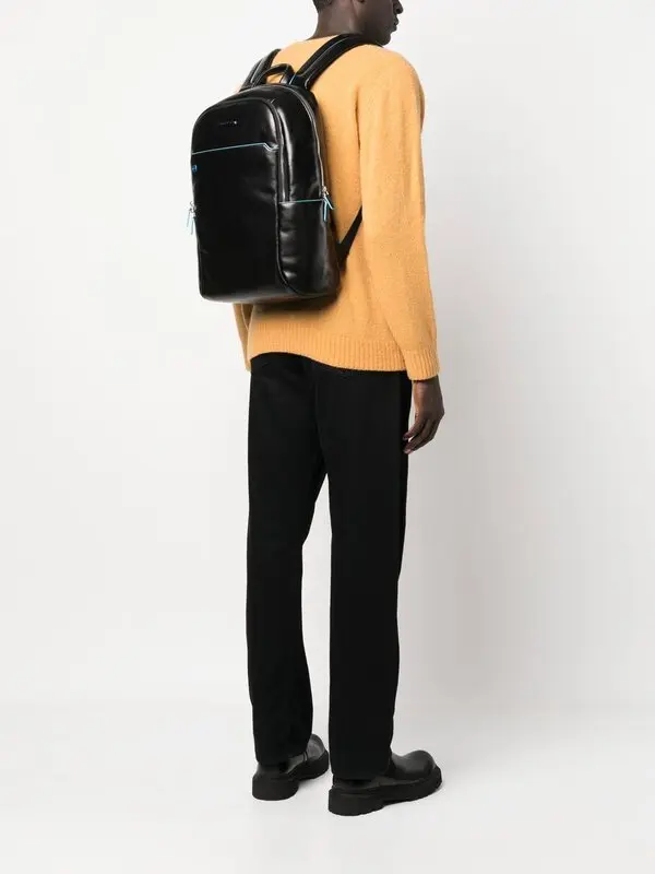 PIQUADRO Leather Backpack - Black