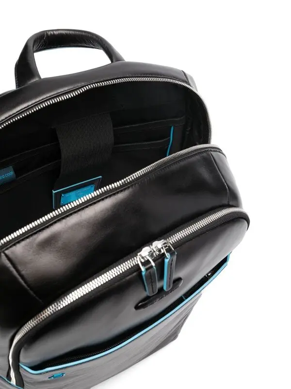 PIQUADRO Leather Backpack - Black