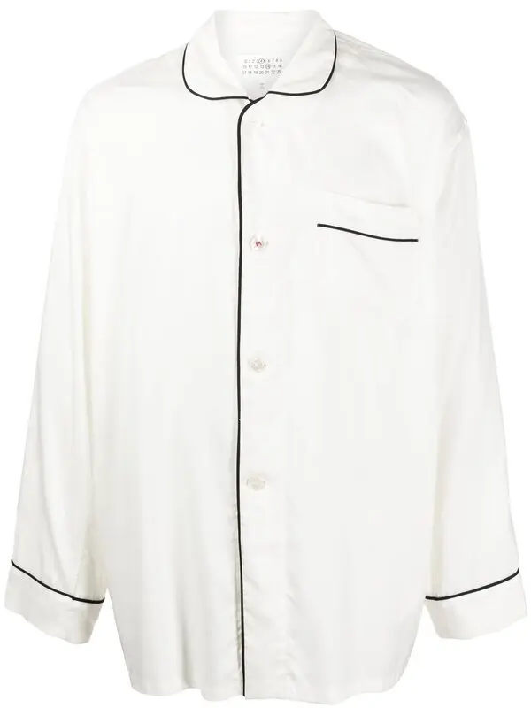 MAISON MARGIELA Piped-trim Silk Shirt - White