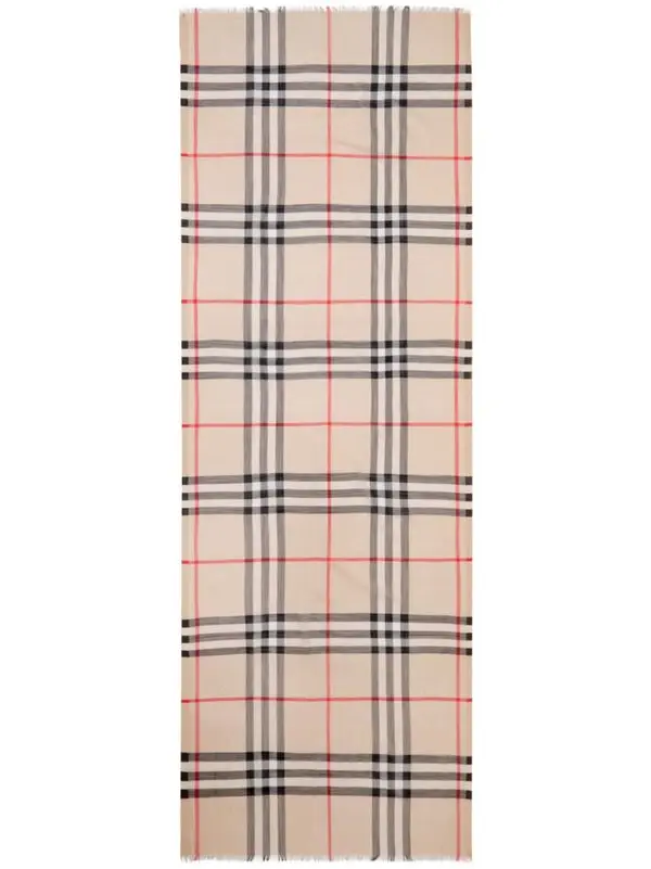 Burberry Check Wool Scarf - Neutrals