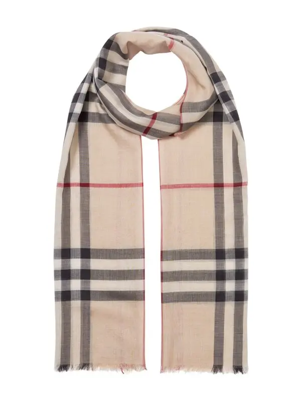 Burberry Check Wool Scarf - Neutrals