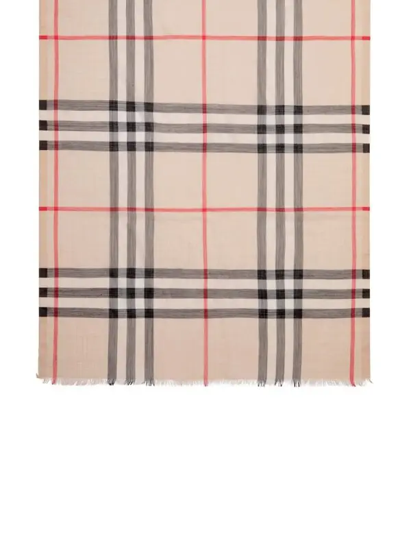 Burberry Check Wool Scarf - Neutrals